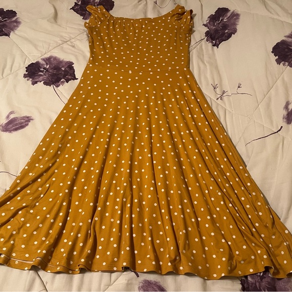 Gilli | Dresses | Gilli Midi Aline Mustard And White Polka Dot Dress ...